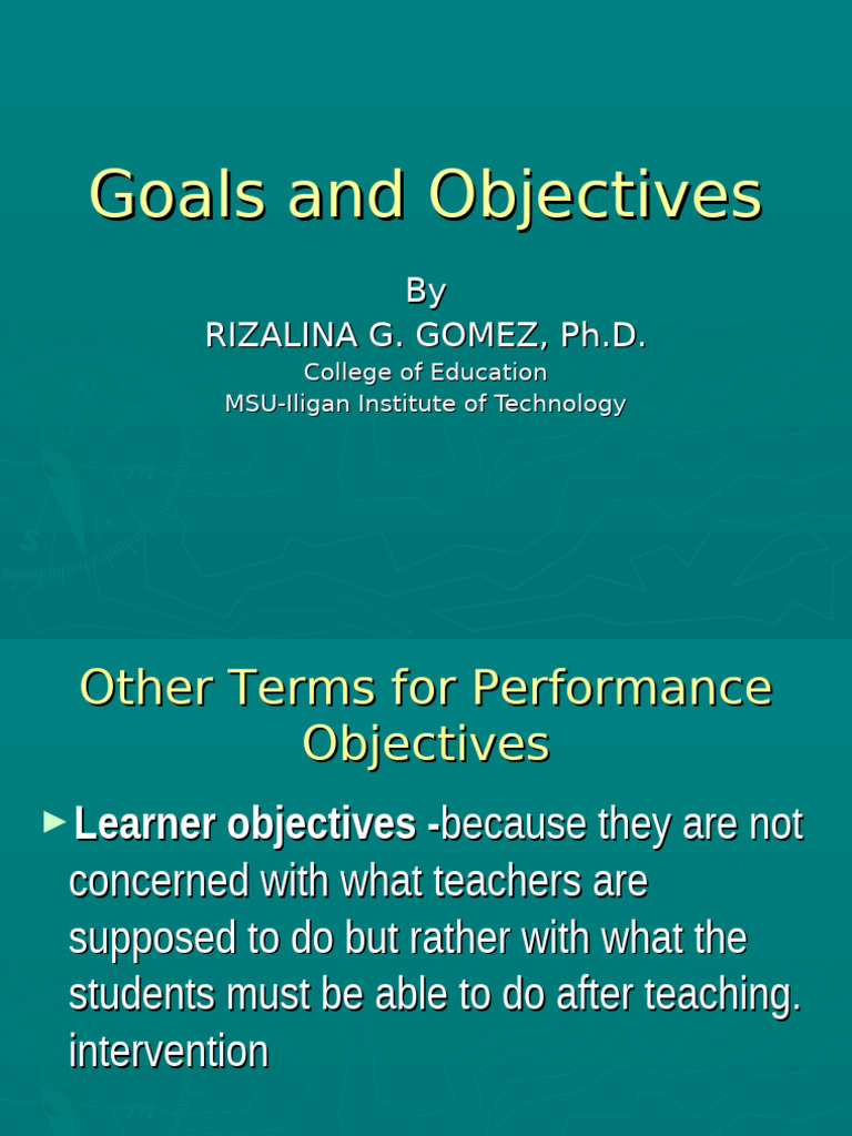 Goals and Objectives | PDF