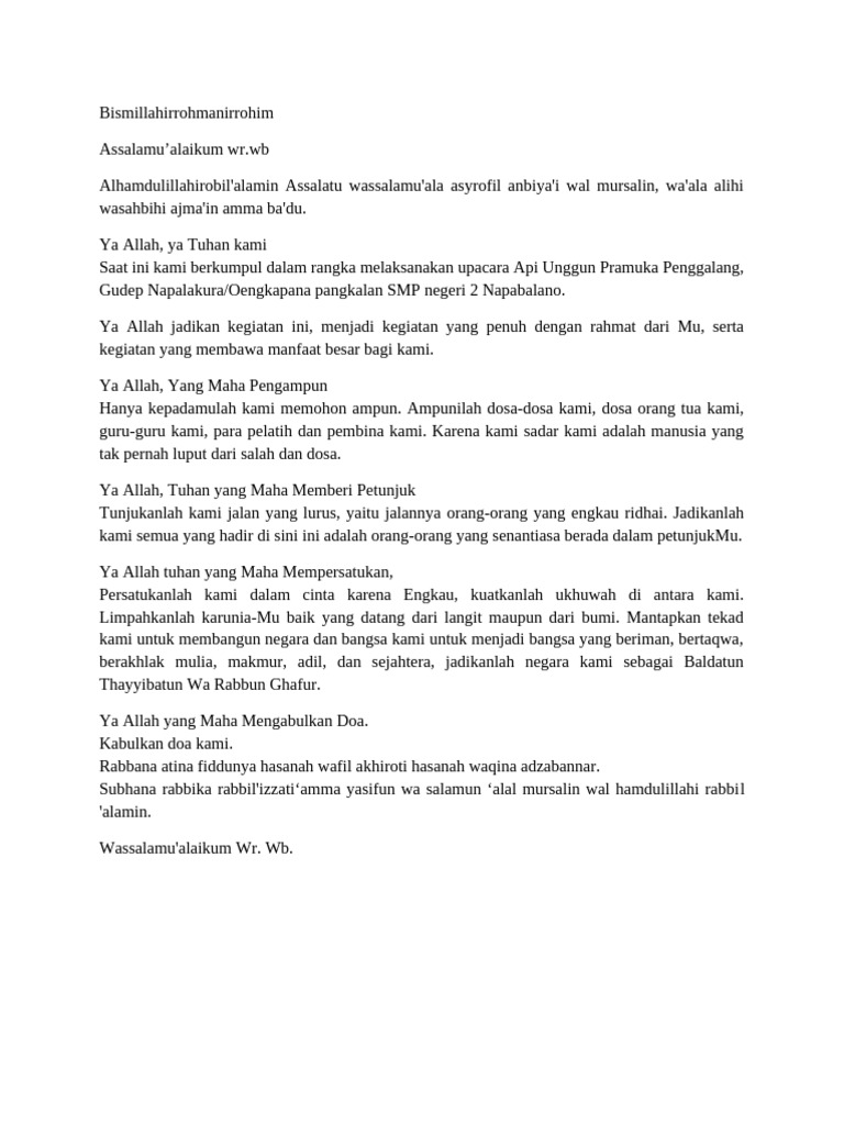 Doa Api Unggun | PDF