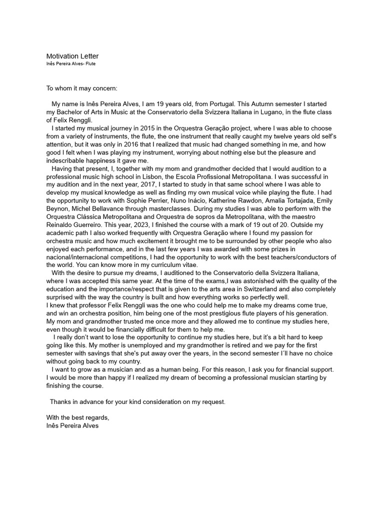 Motivation letter- final | PDF