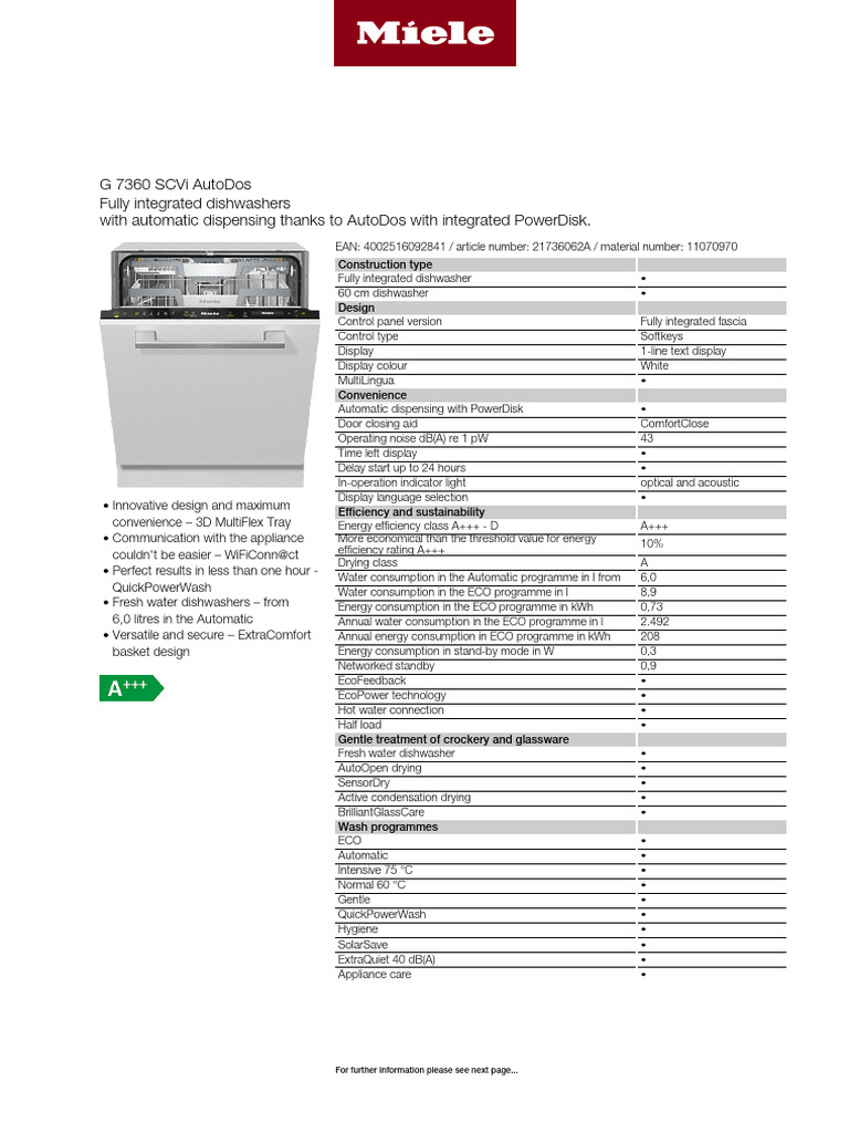 DISHWASHER G 7360 SCVi | PDF