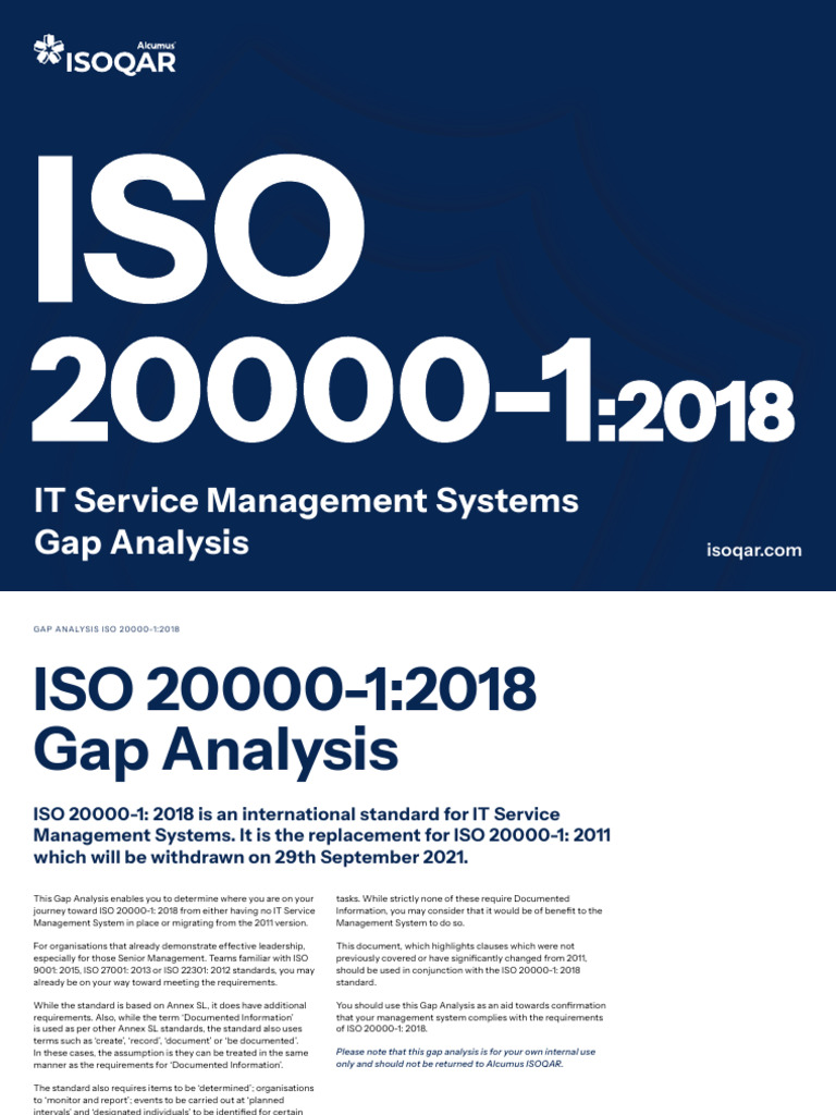 ISOQAR ISO 20000 Gap Analysis | PDF