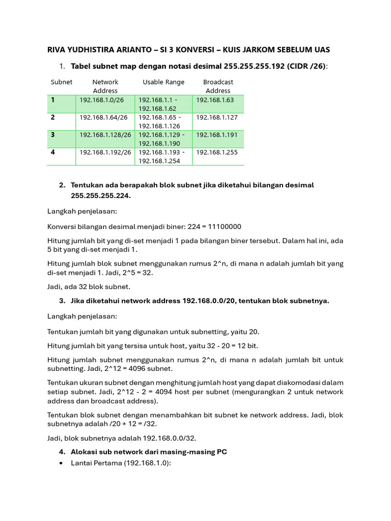 Kuis JARKOM Sebelum Uas | PDF | Komputer