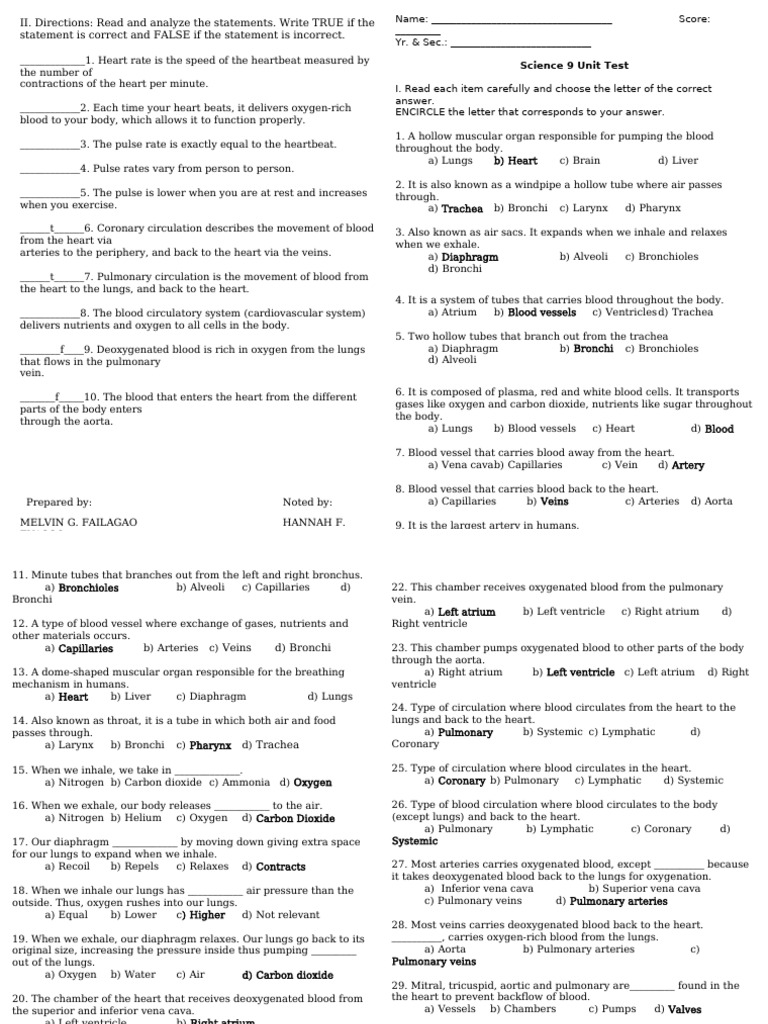 UNIT TEST 1 Q1 SCIENCE 9 | PDF