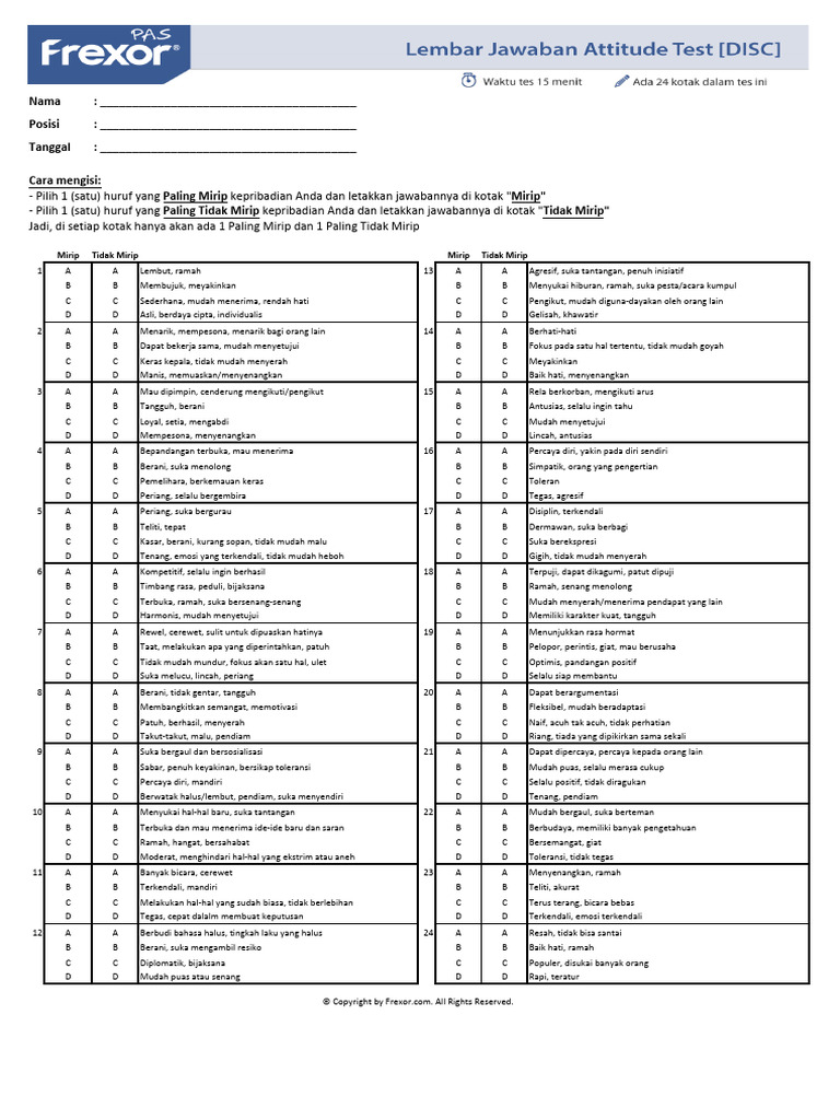 2024 Attitude Test | PDF