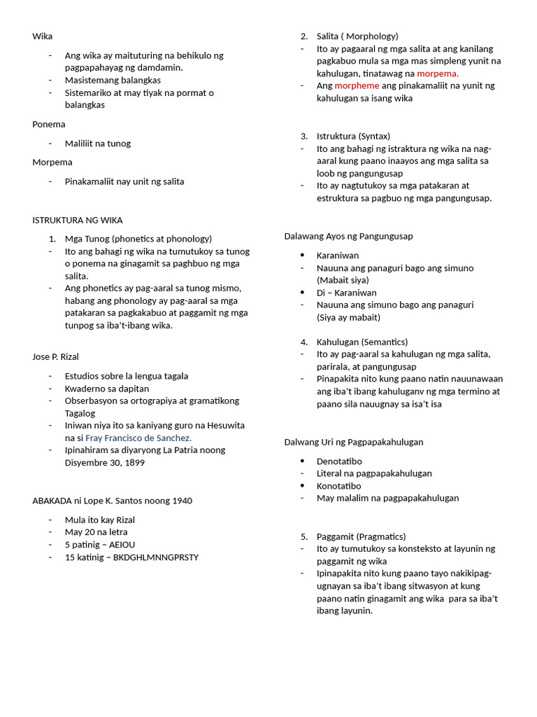 Reviewer (Quiz Bee Filipino) | PDF