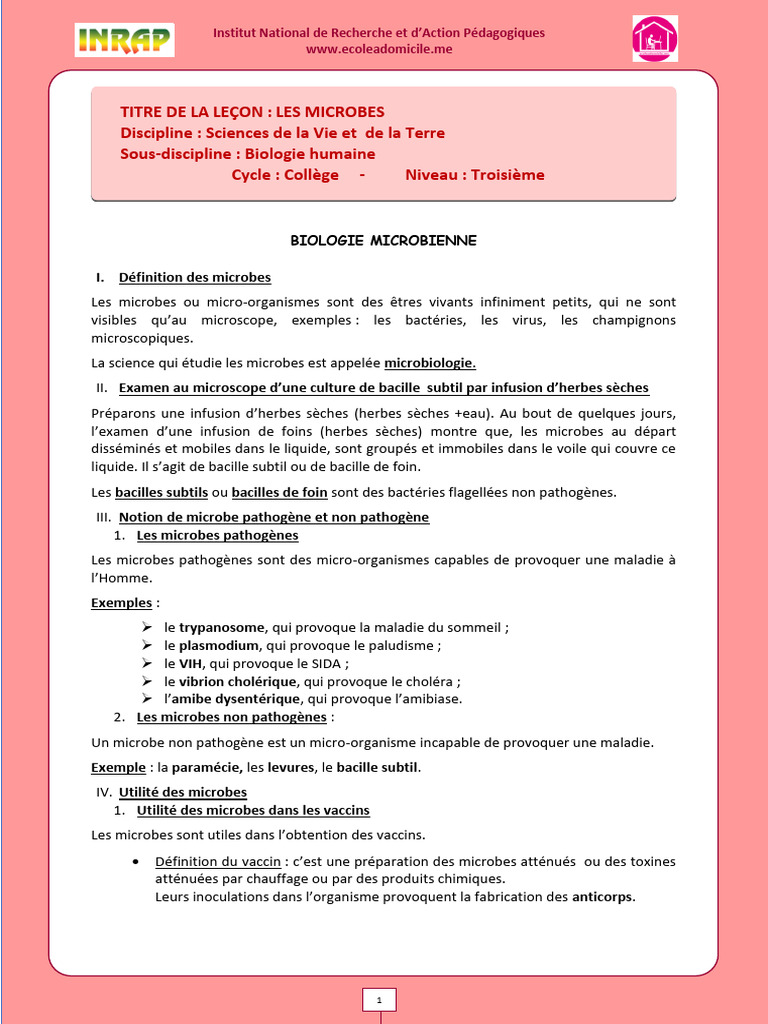 SVT - 3me - Les Microbes 2me Partie | PDF