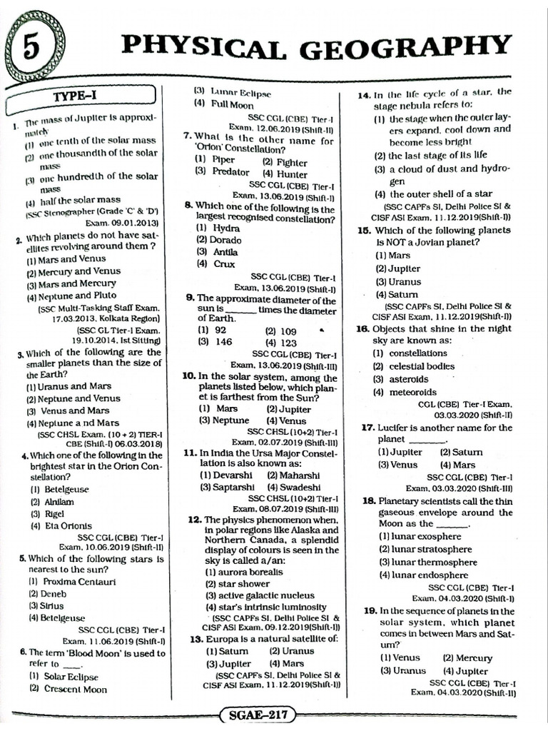 SSC - Geography PYQs | PDF