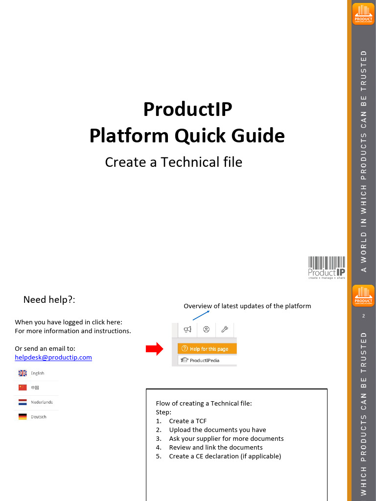 Productip Platform Quick Guide: Create A Technical File | PDF