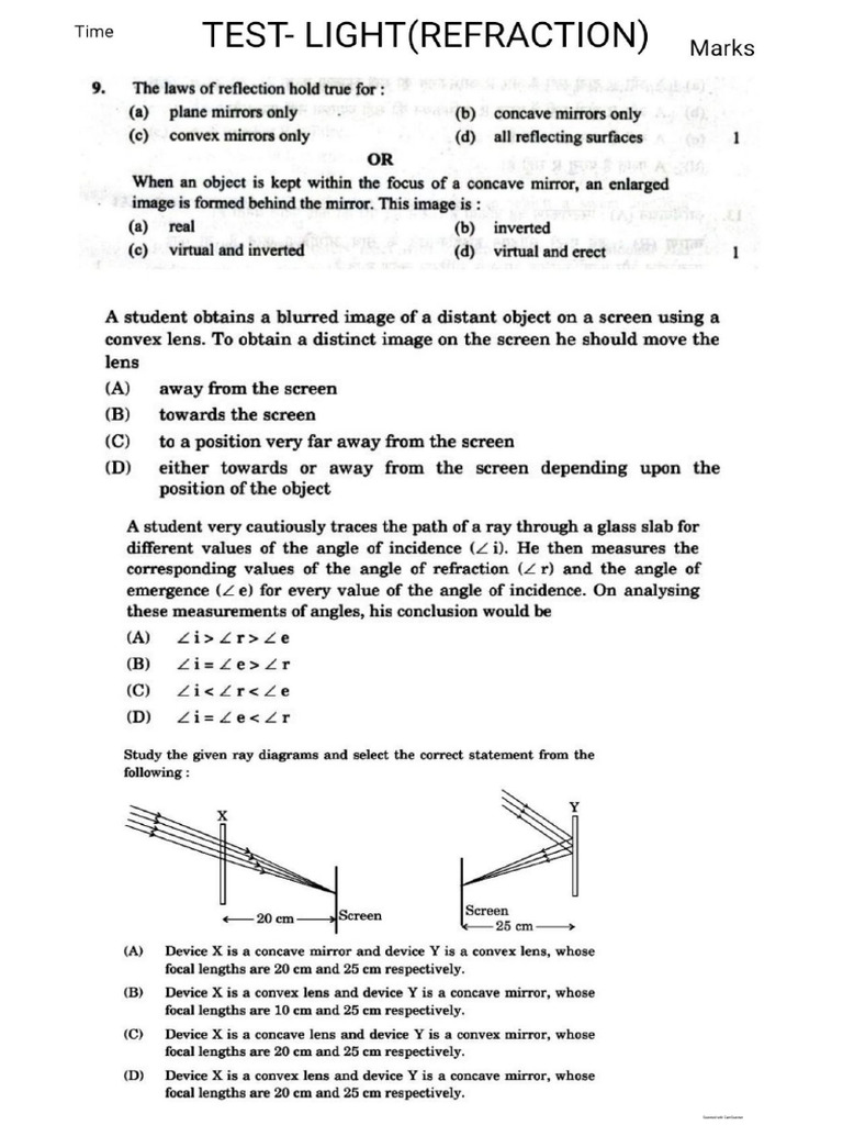 Light Refraction. | PDF
