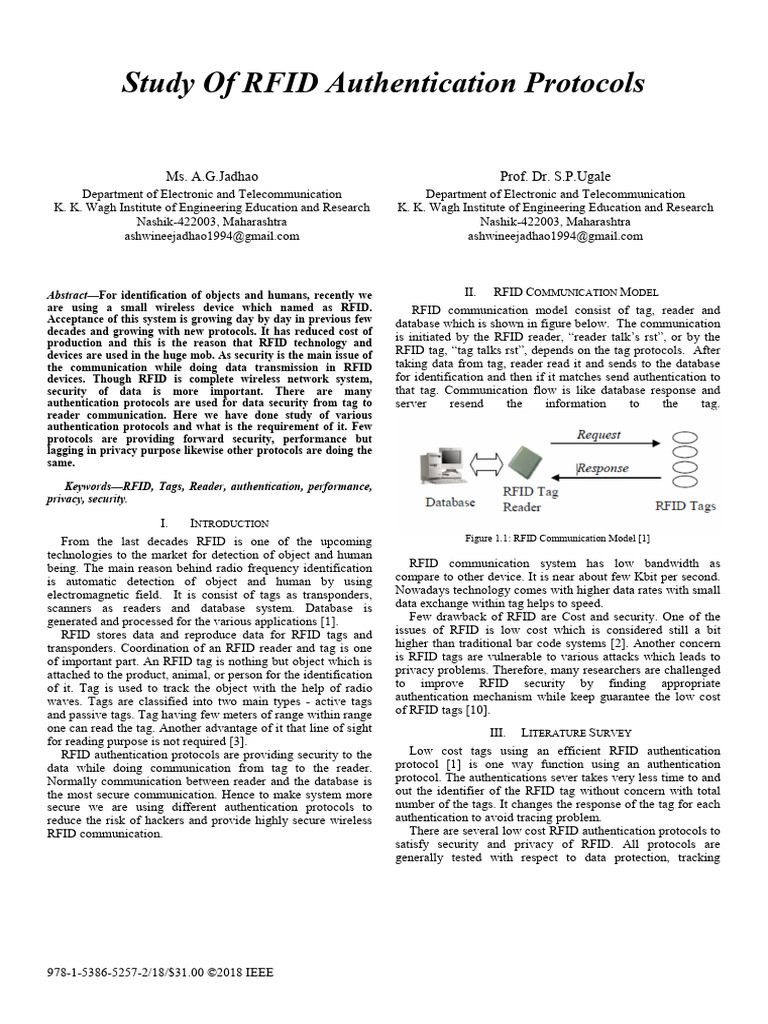 Study of RFID Authentication Protocols2018 | PDF