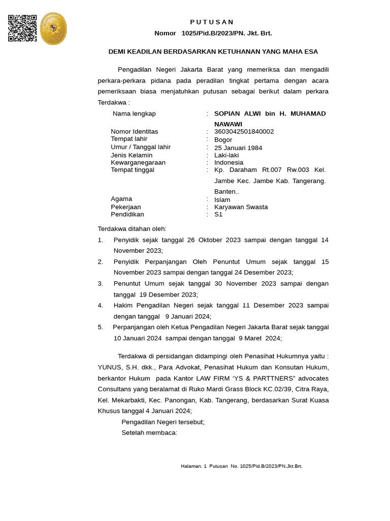 Putusan Yayan Mulyana | PDF