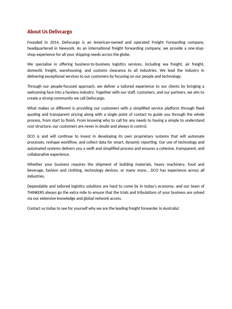 Delivcargo Job Ads and Interview Questions | PDF