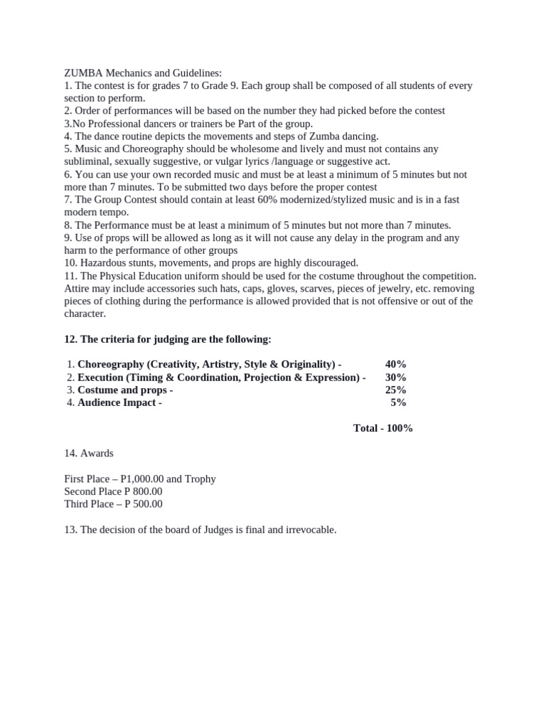 ZUMBA Mechanics and Guidelines | PDF | Career & Growth | Science ...