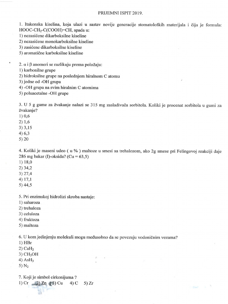 Prijemni-ispit-Medicina-hemija | PDF