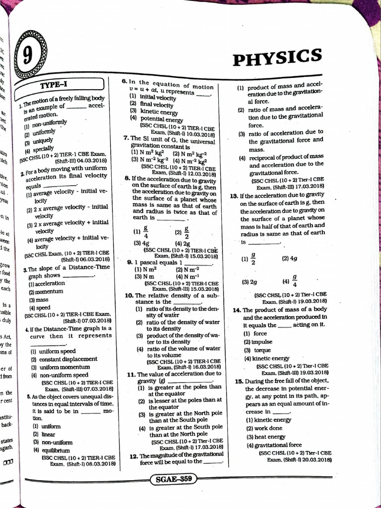 SSC - Physics PYQs | PDF