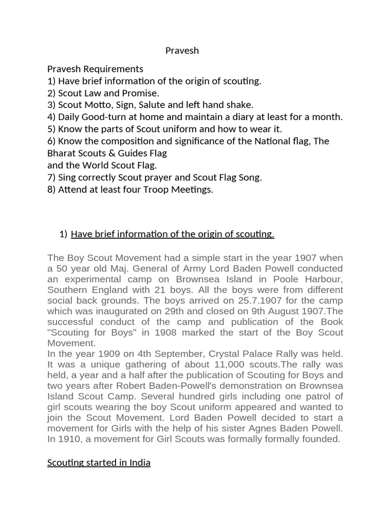 Pravesh SCOUT SYLLABUS | PDF