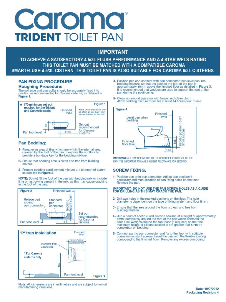 Caroma Cistern Pan Installation Guide | PDF | Electrical Connector | Screw