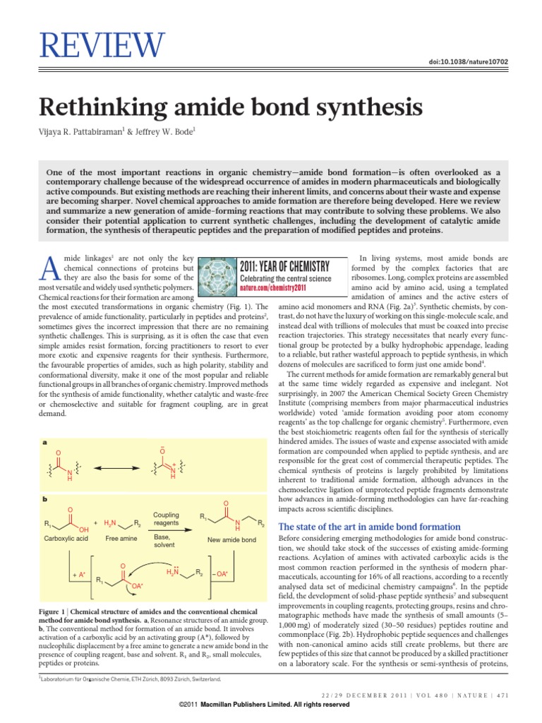 Rethinking Amide Bond Synthesis | PDF | Amide | Catalysis