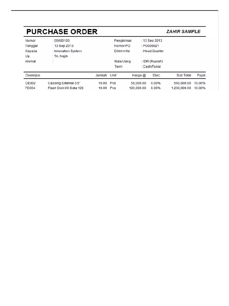 Contoh Purchase Order Standar Crop - JPG - (758×311) | PDF