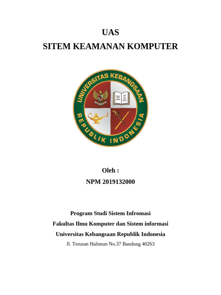 UAS Keamanan Sistem Informasi | PDF