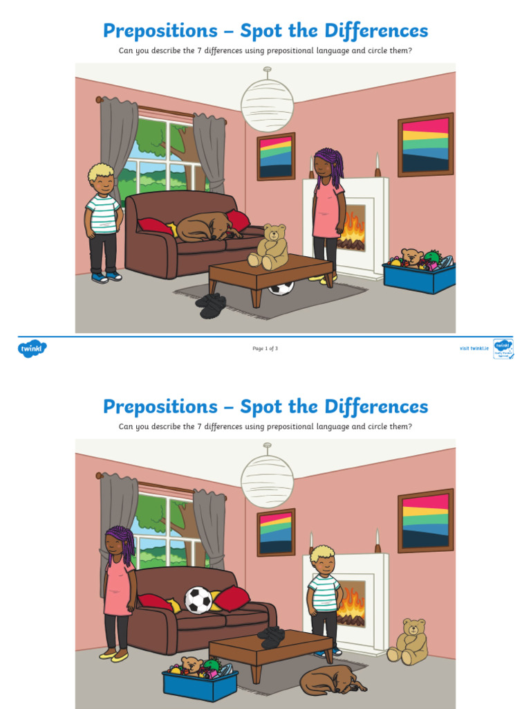Roi L 403 Prepositions Spot The Differences Activity Sheet Ver 4 | PDF