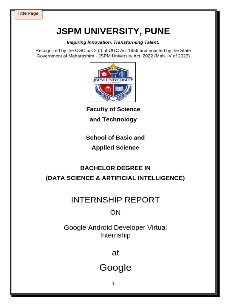 Om Sonawane Internship Report | PDF