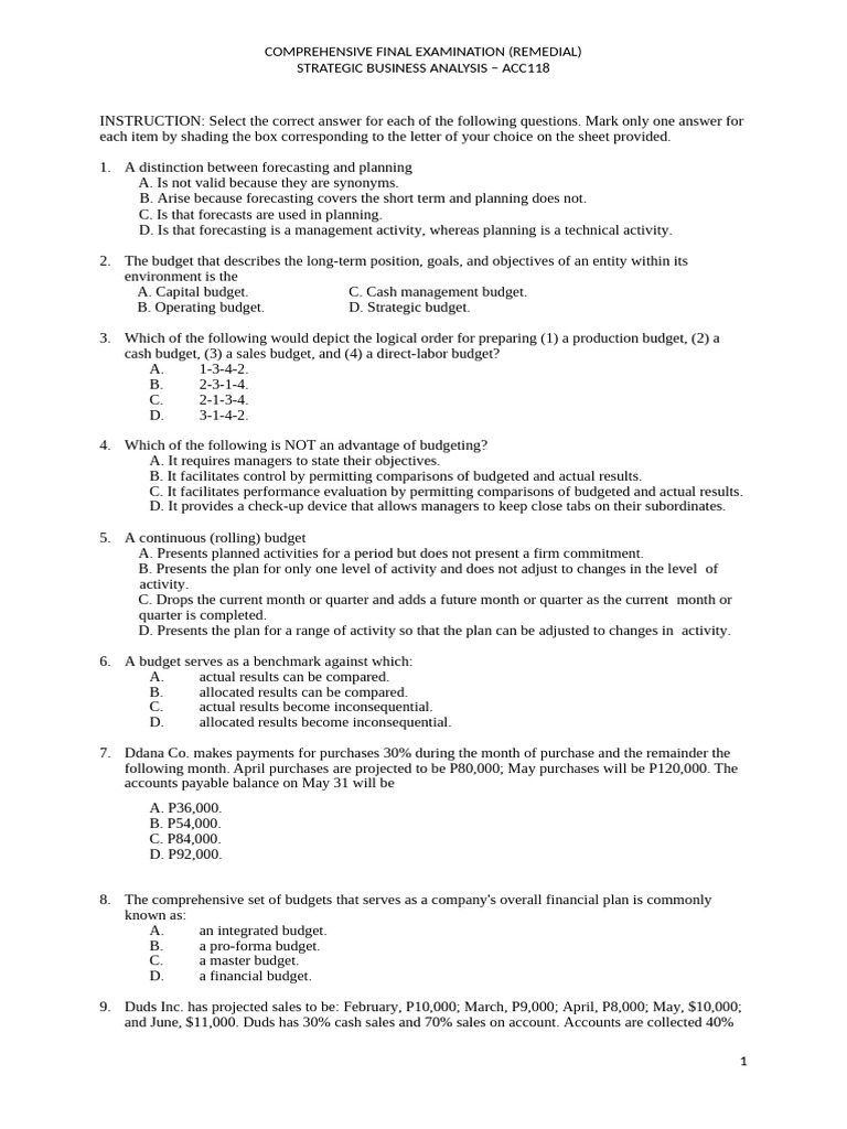 REMEDIAL CFE ACC 118 Students | PDF