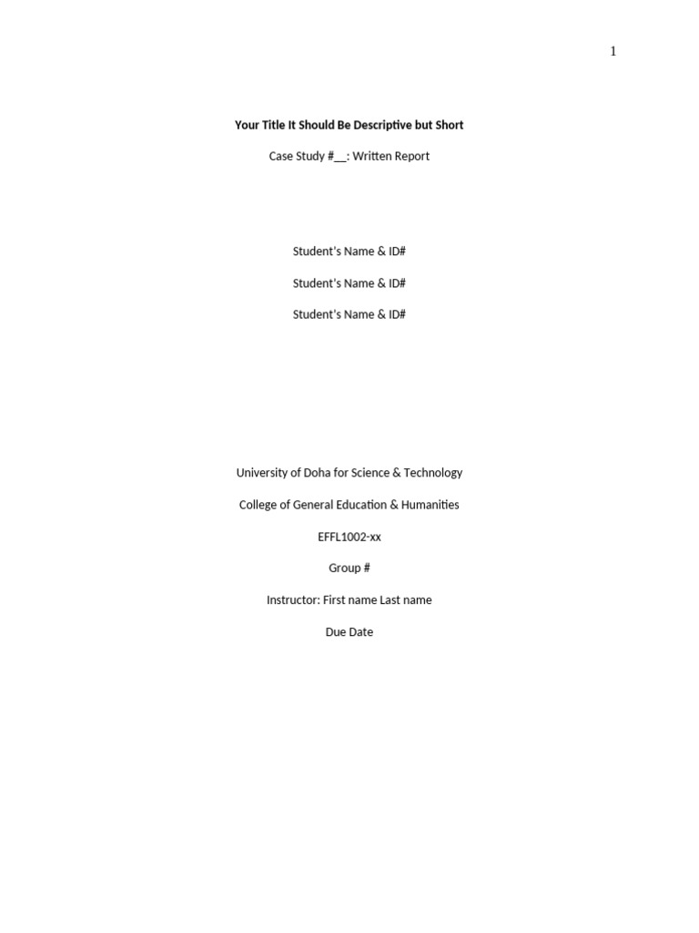 EFFL1002 TEMPLATE - APA 7 Report Structure - Updated1235 | PDF