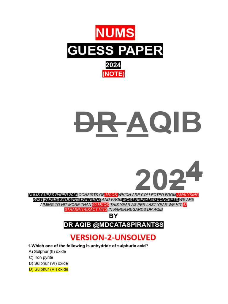 Nums-Guess Paper-2024-Version-2 | PDF