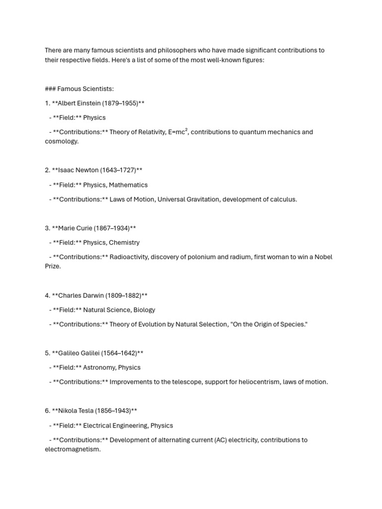 There Are Many Famous Scientists and Philosophers Who Have Made ...