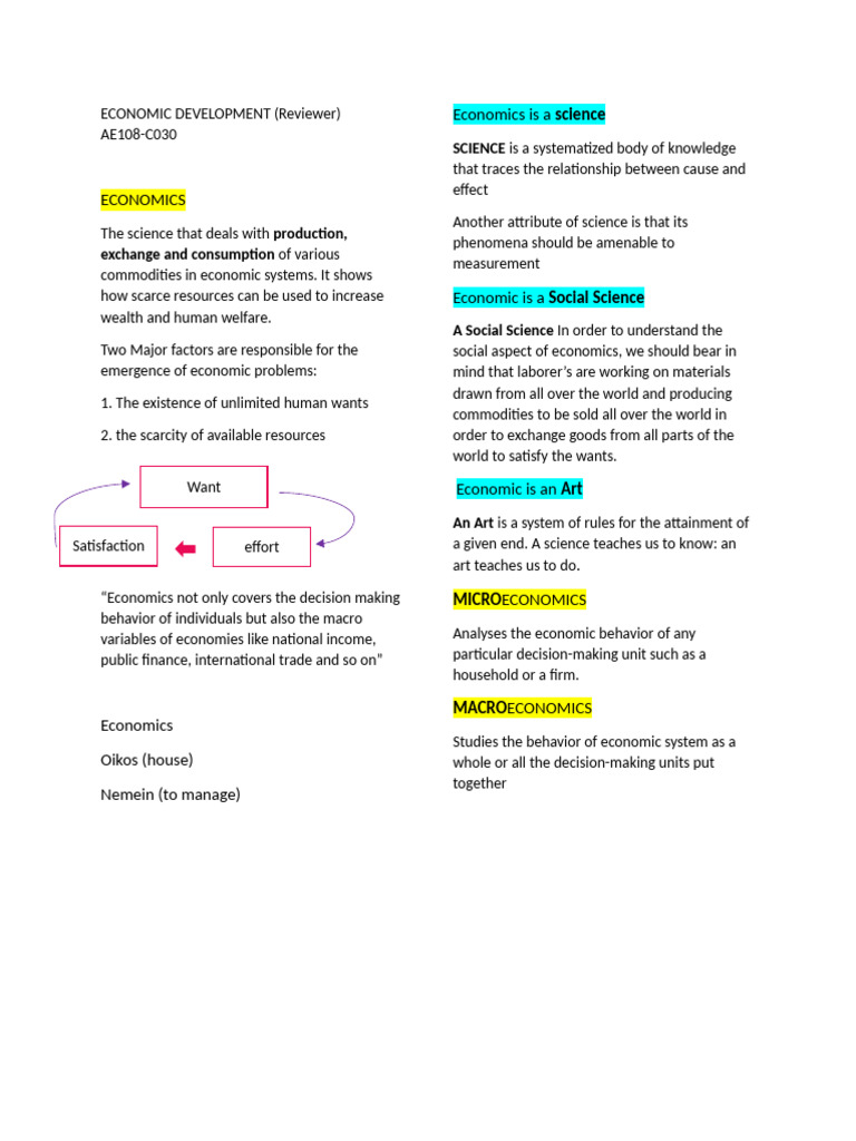 ECONOMIC DEVELOPMENT Reviewer | PDF | Cost Of Living | Business