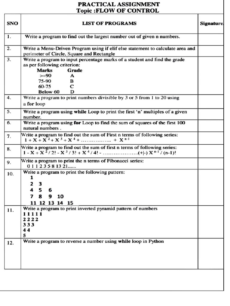 Cs Practical File - Flow of Control | PDF