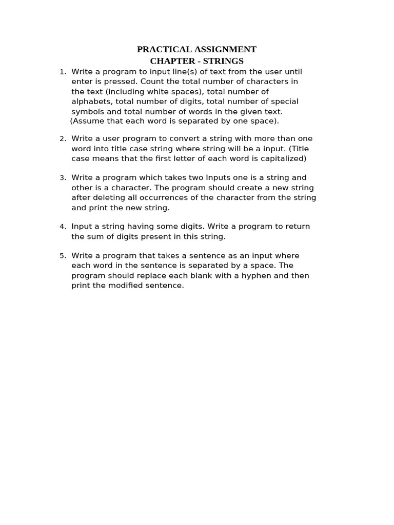 Practical Assignment - Strings | PDF