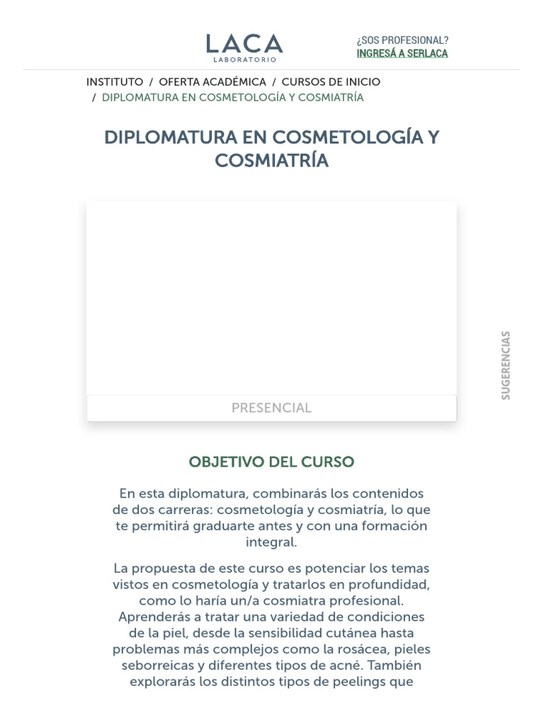 Curso - Diplomatura en Cosmetología y Cosmiatría - LACA Cosmética ...