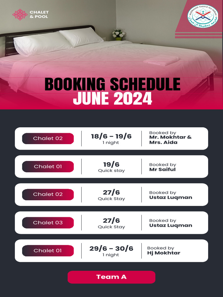 Chalet & Pool Schedule 2024 | PDF
