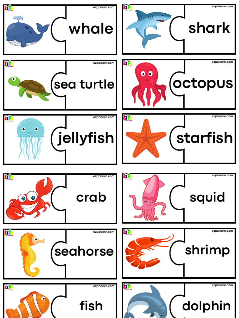 Sea Animals Kids Puzzle Match | PDF