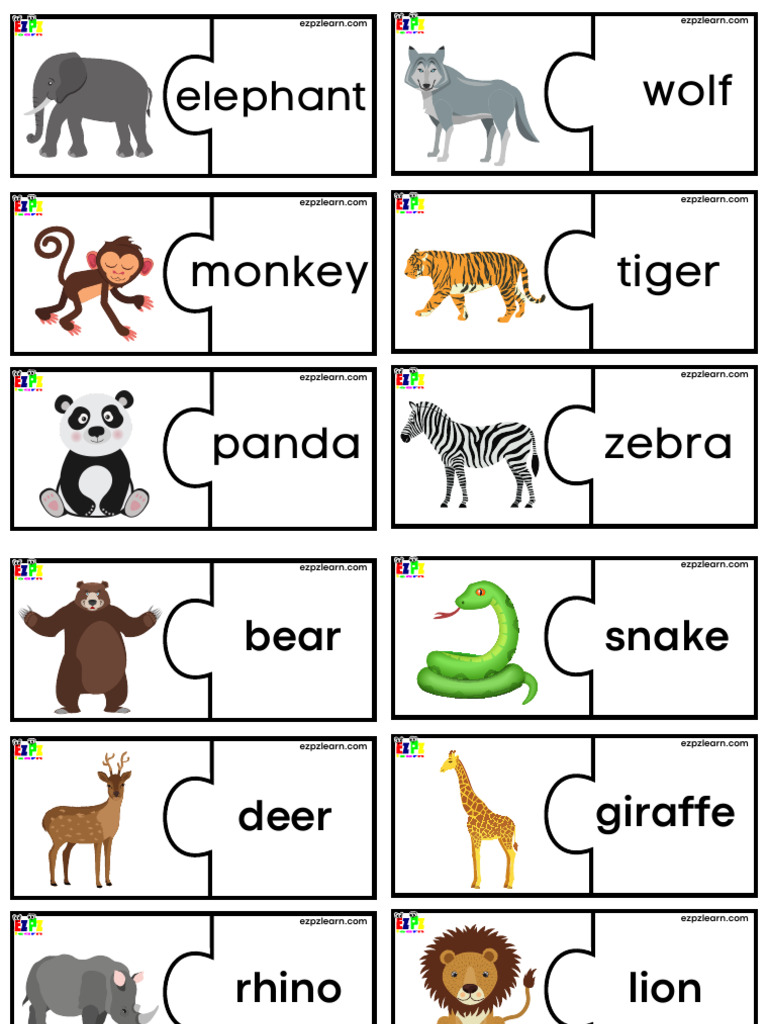 Wild Animals Kids Puzzle Match | PDF