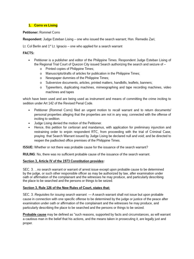 Corro Vs Lising | PDF