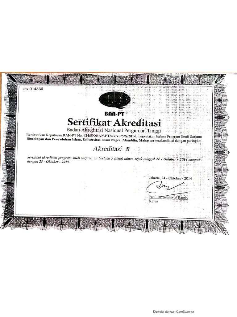 Serti. Akreditasi Bpi | PDF