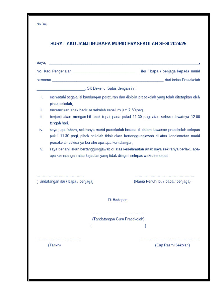 Surat Aku Janji Ibu Bapa 2024 | PDF