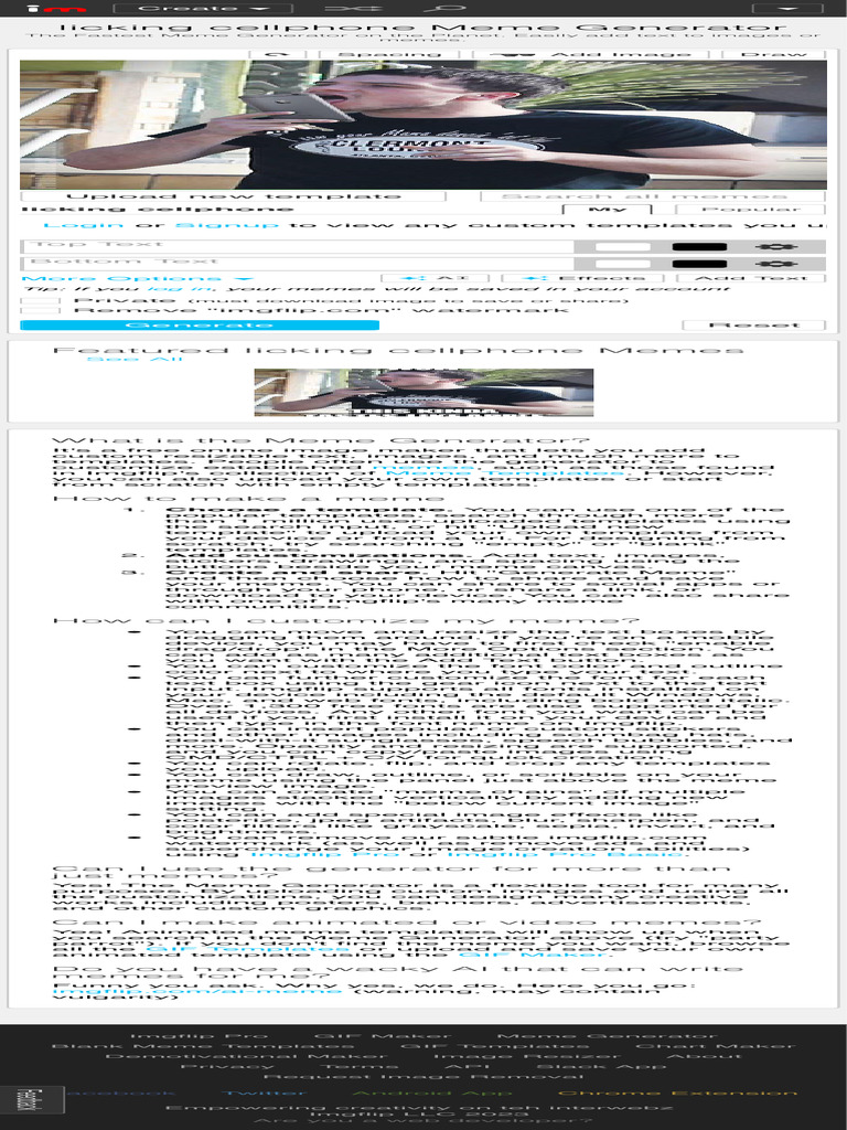 Licking Cellphone Meme Generator - Imgflip | PDF | Software | Computing