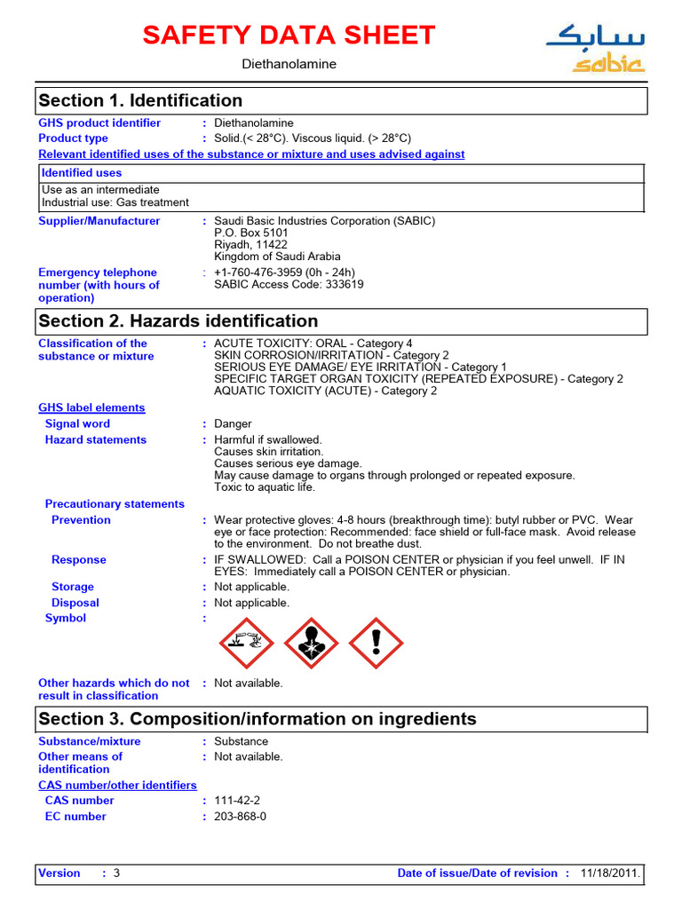 SDS - DEA - Sabic | PDF
