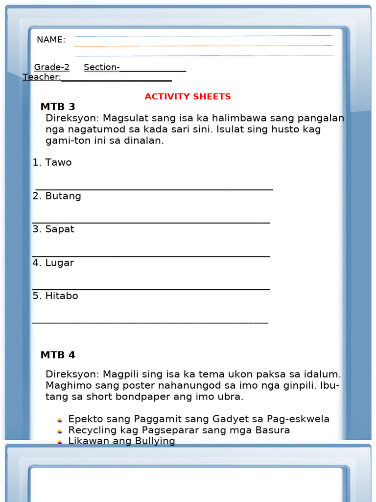 Activity-Sheets Week2 | PDF