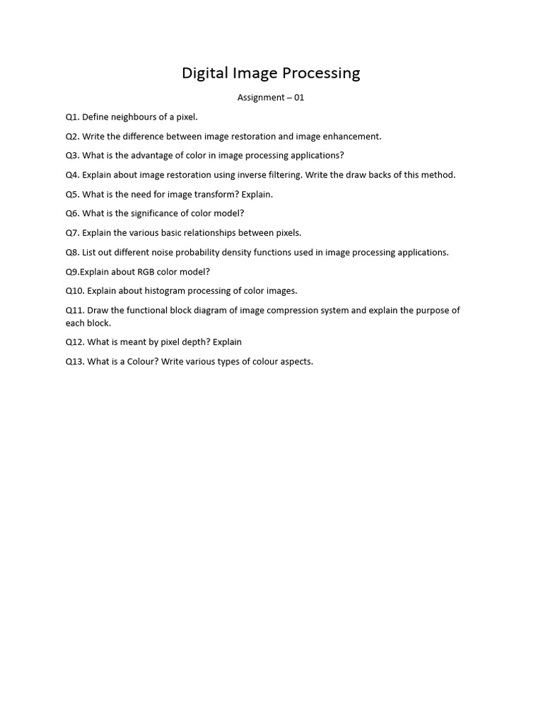 Digital Image Processing Assignment - 01 | PDF
