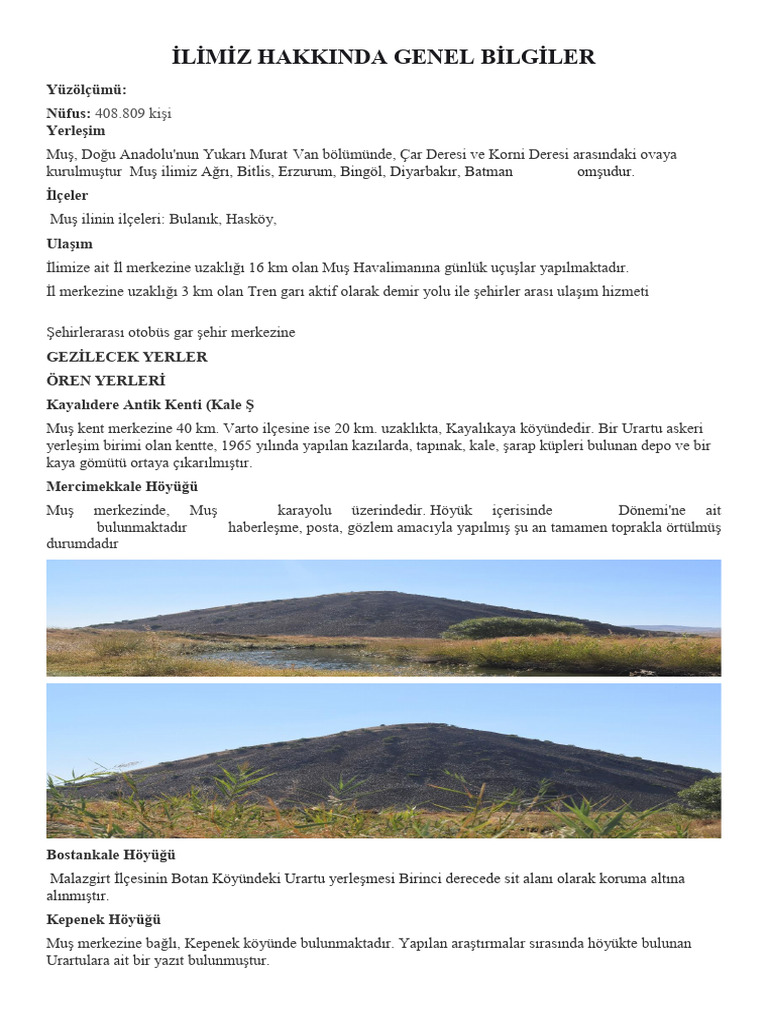 Ilimiz Hakkinda Genel Bilgiler - 20220912111132 | PDF