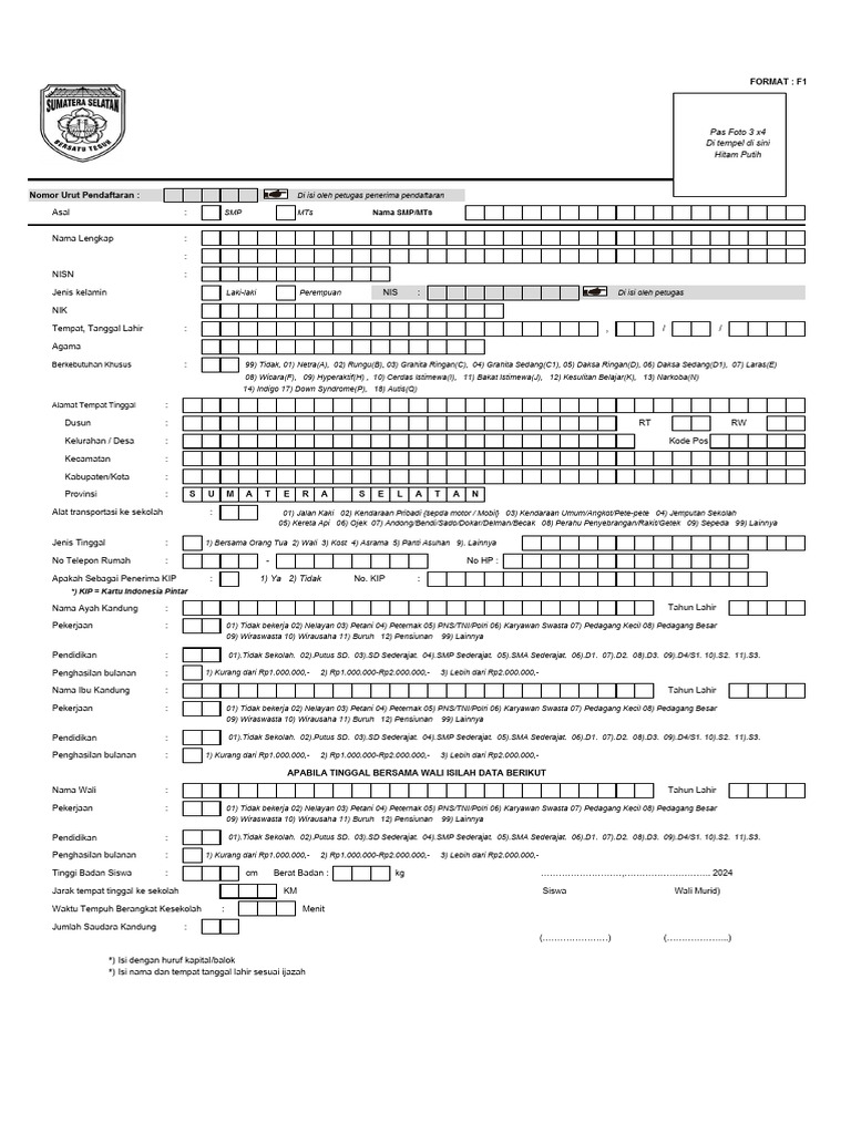 Formulir PPDB 2024-2025 | PDF