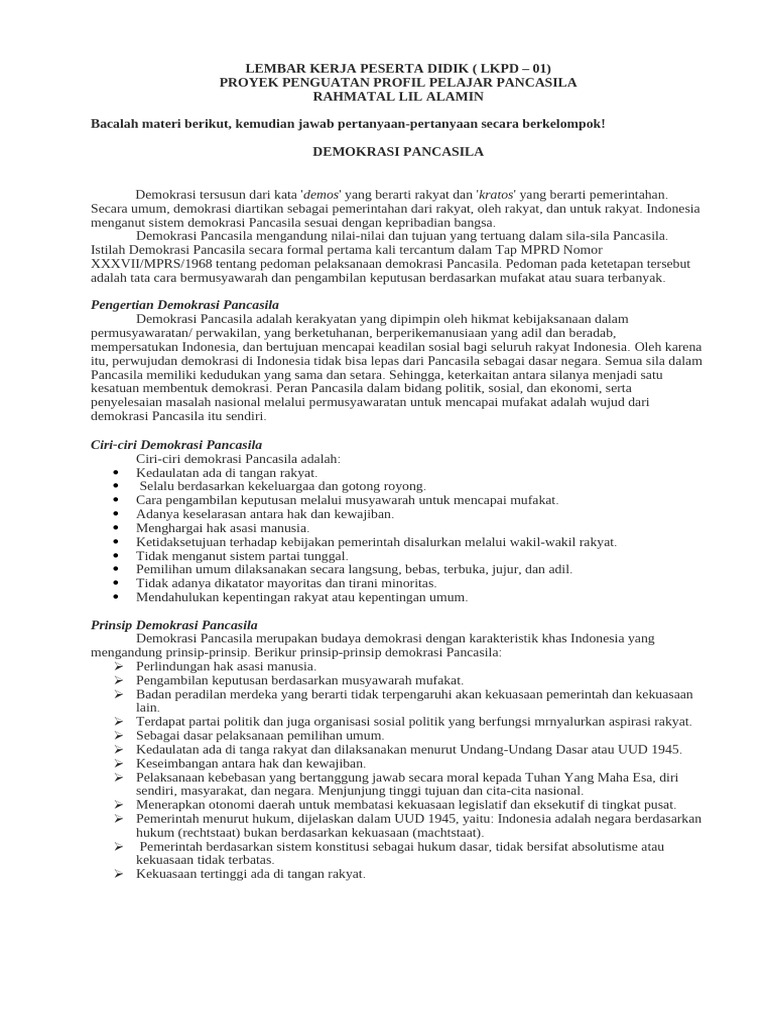 LKPD P5 Demokrasi | PDF