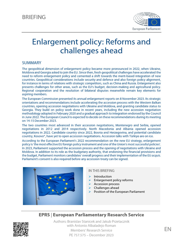 Enlargement Policy - Reforms and Challenges Ahead | PDF