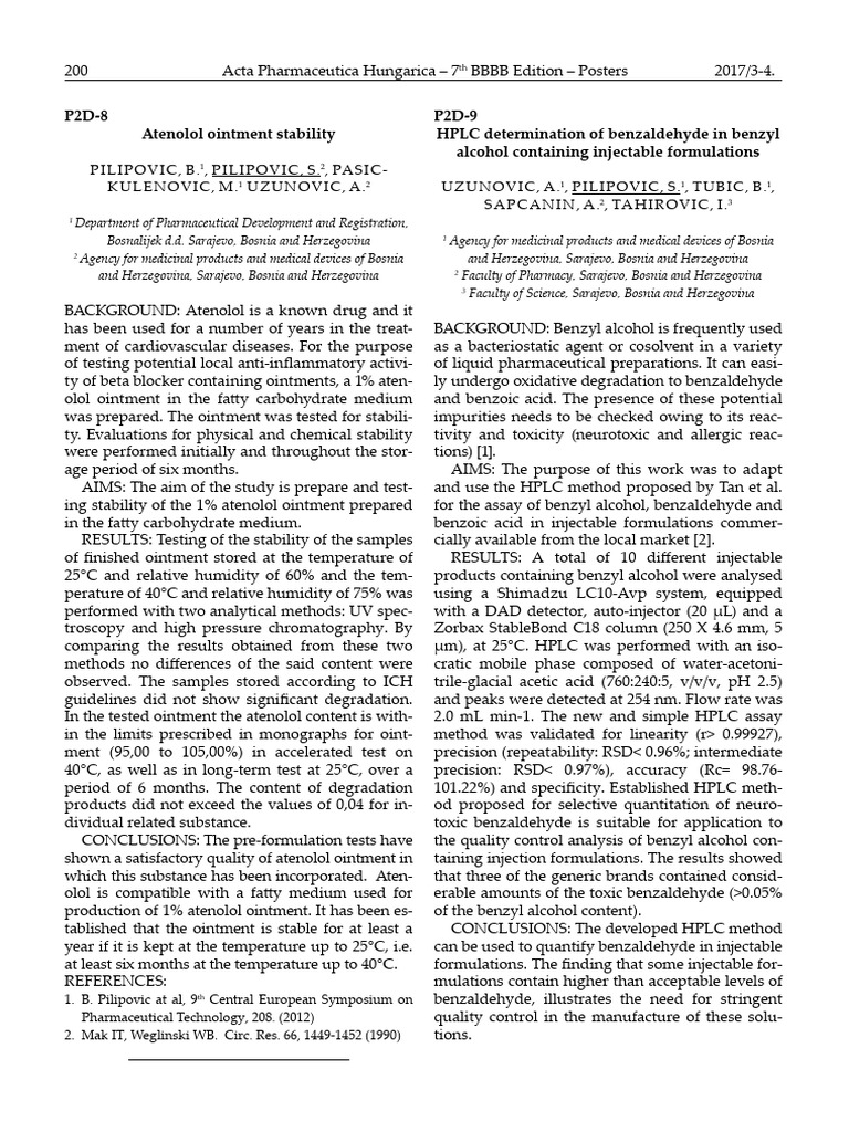 Acta Pharmaceutica Hungarica 87 - HPLC Determination of Benzaldehyde in ...