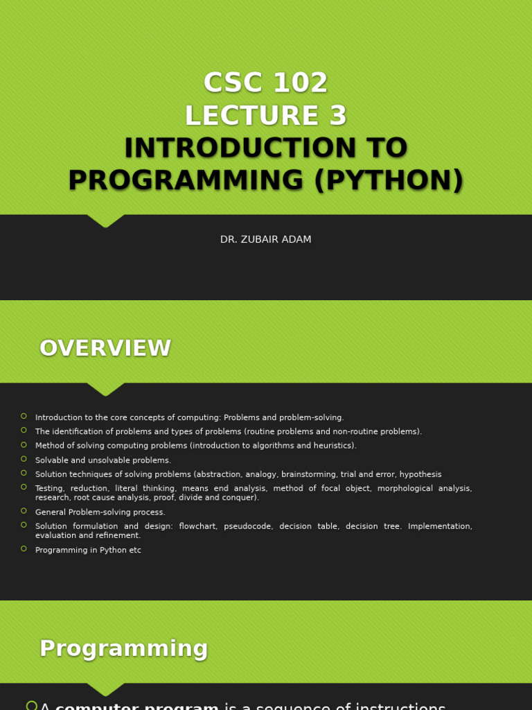 CSC 102 Lecture 3 | PDF